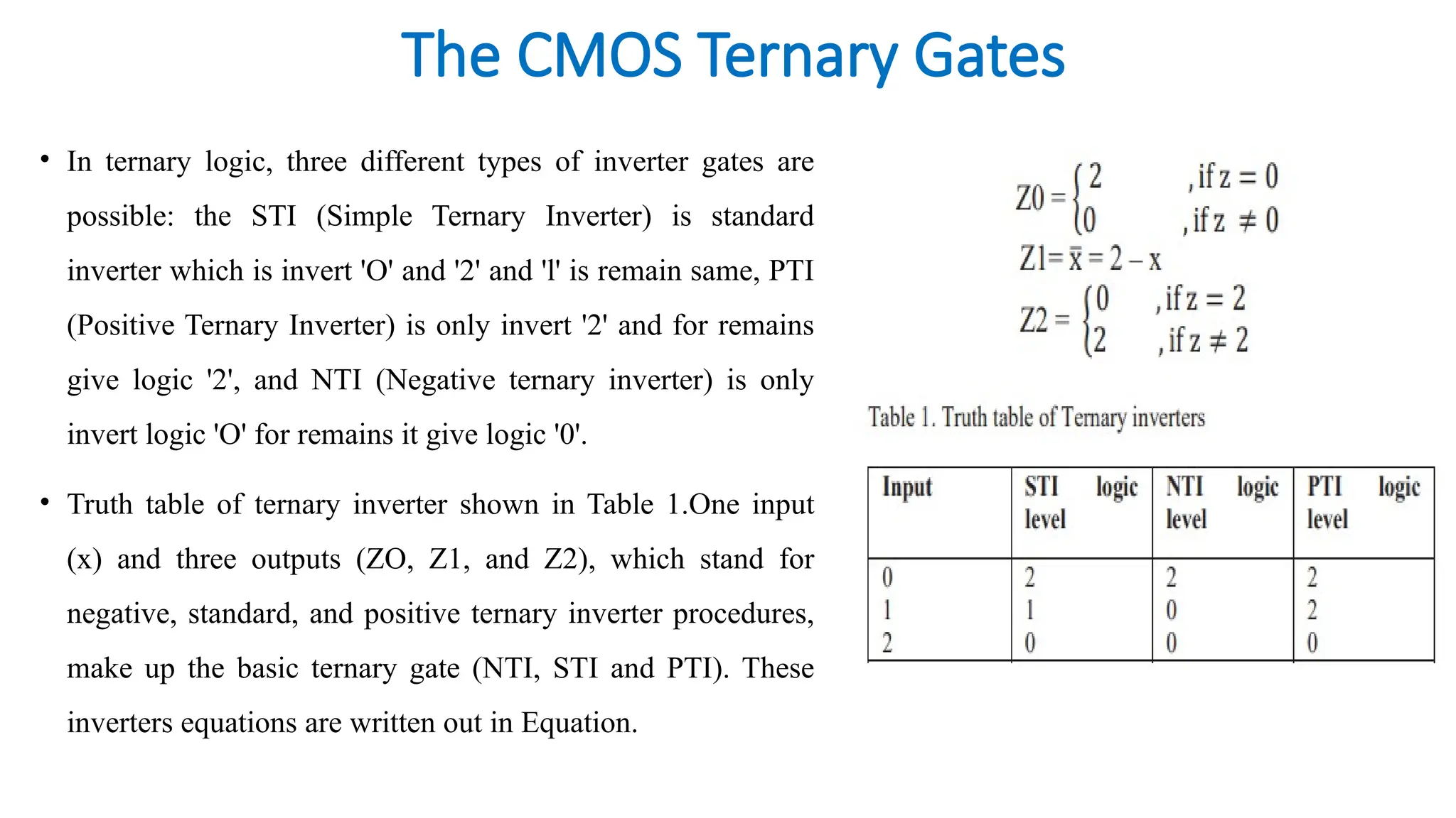 Ternary Logic Based Halfadder and full adder | PPTX
