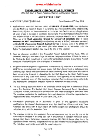 Arunachal Pradesh Judicial Service Examination 2019 notified | PDF