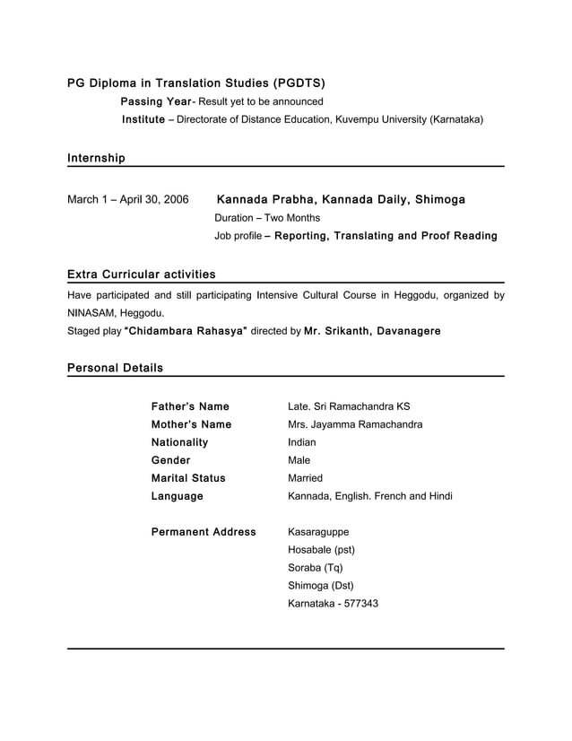 Aruna kumar K R resume | PDF