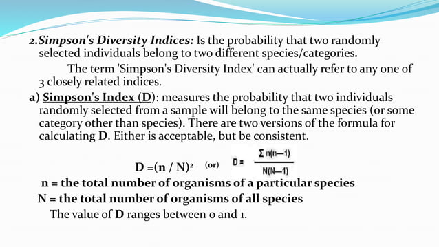 biodiversity indices | PPTX