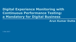 Arun Dutta: Digital Performance Monitoring | PDF