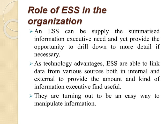 Executive Support System (ESS) | PPTX | Computing | Technology & Computing