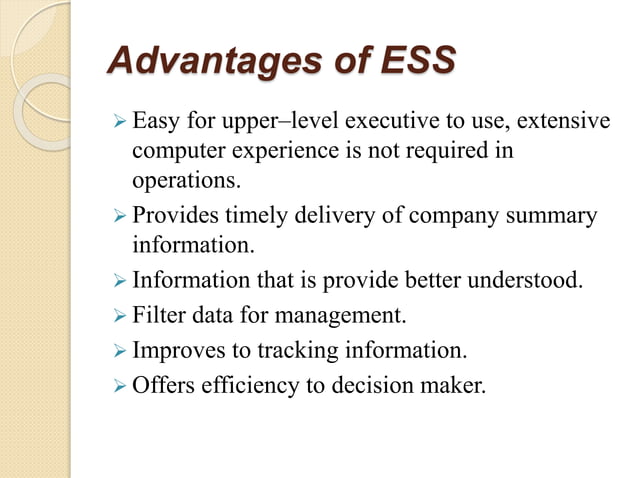Executive Support System (ESS) | PPTX | Computing | Technology & Computing