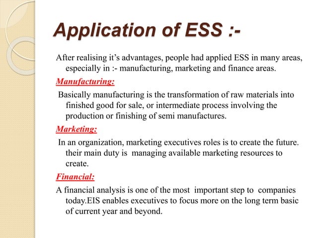 Executive Support System (ESS) | PPTX | Computing | Technology & Computing