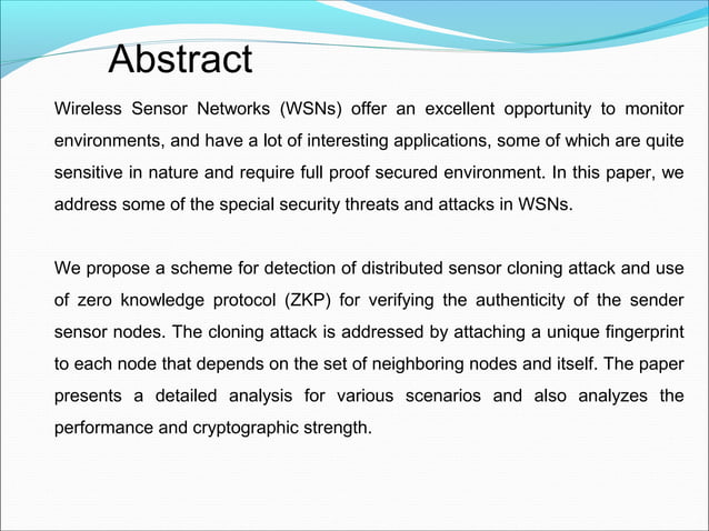 Wireless sensor Network using Zero Knowledge Protocol ppt | PPT