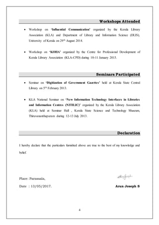 Arun joseph resume 13.05.2017 Librarian | DOCX