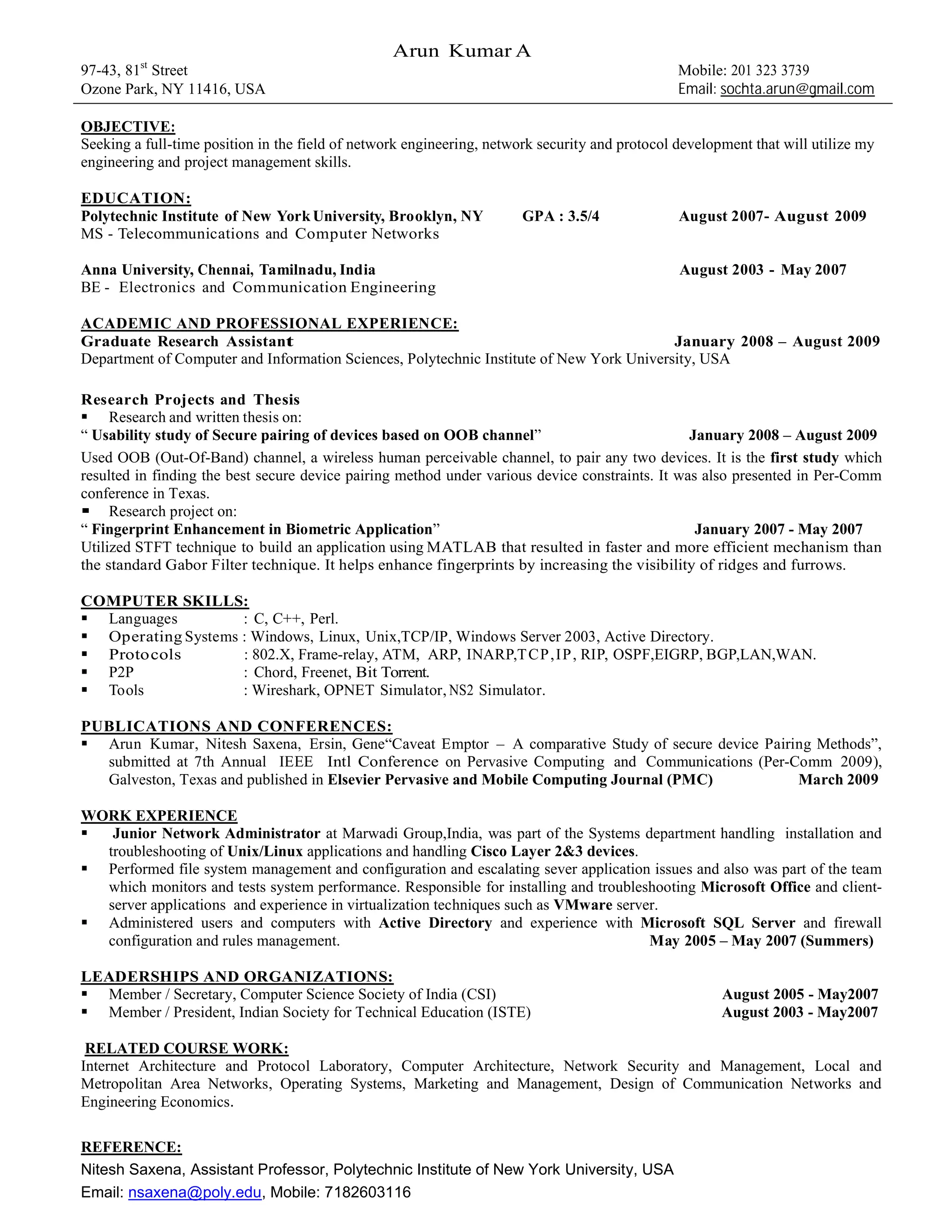 Arun Kumar Resume 09 | PDF