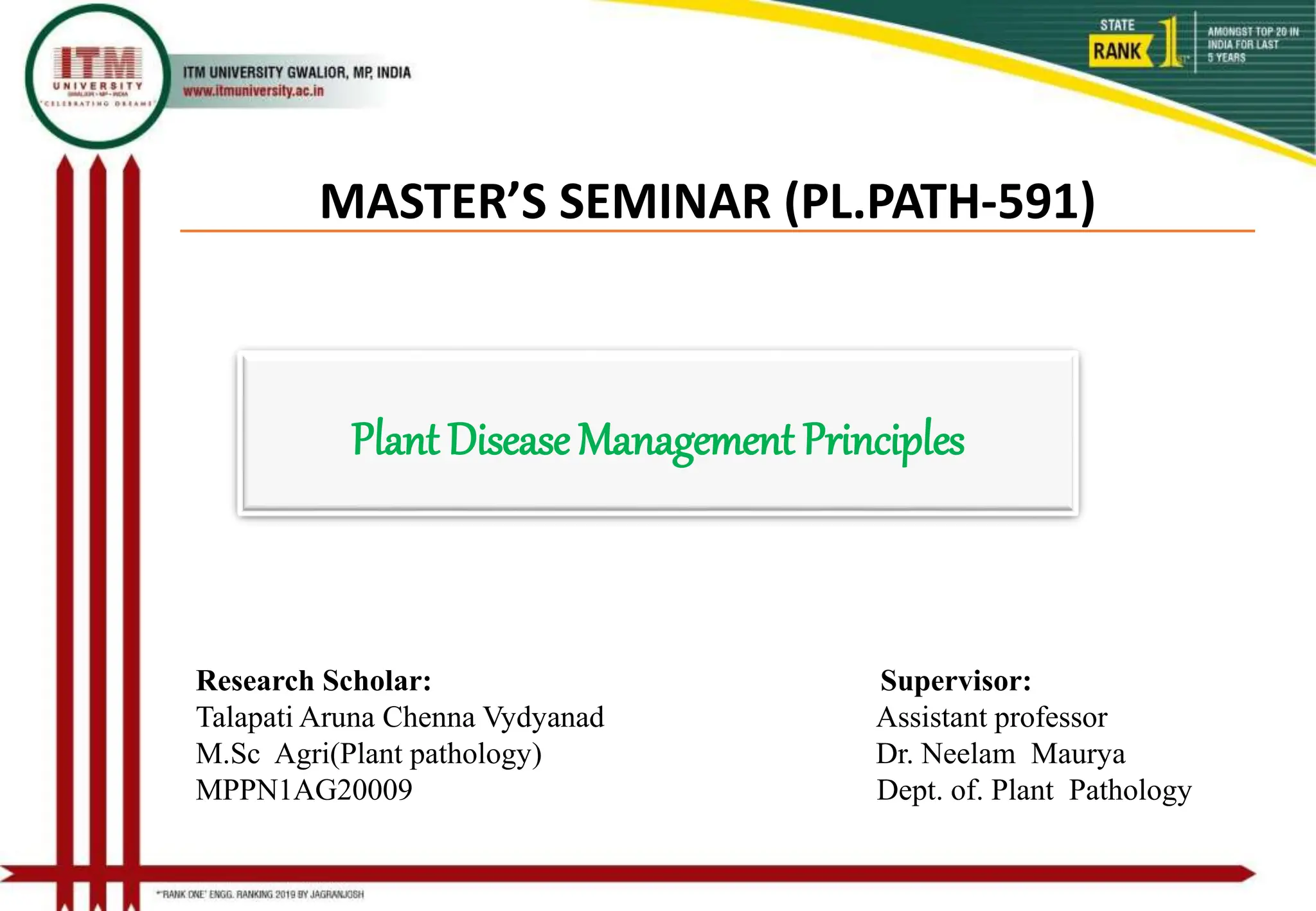 PLANT DISEASE MANAGEMENT PRINCIPLES AND ITS IMPORTANCE | PPTX