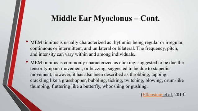 Middle Ear Myoclonus(MEM) | PPTX | Ear, Nose and Throat Conditions ...