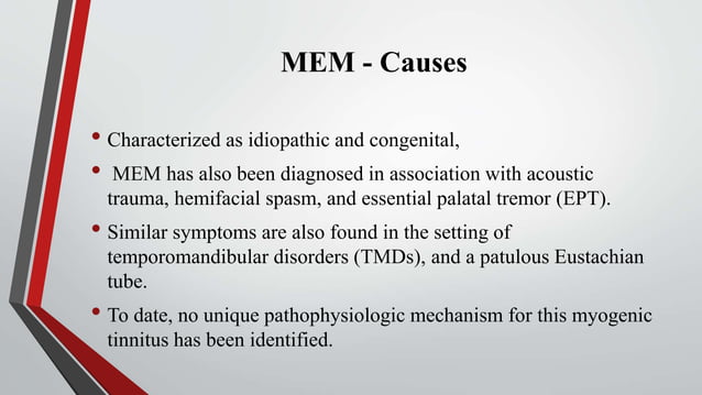 Middle Ear Myoclonus(MEM) | PPTX | Ear, Nose and Throat Conditions ...