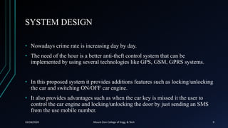 SMART ANTI THEFT SYSTEM FOR VECHILE SECURITY USING GSM | PPTX