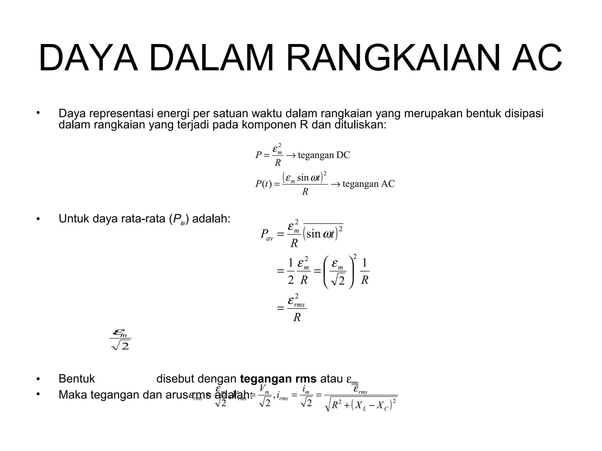 Arus dan tegangan bolak balik (ac) | PPT