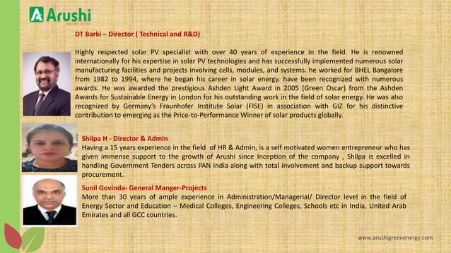 Arushi Green Energy ( India )Private Corporate Profile | PPT