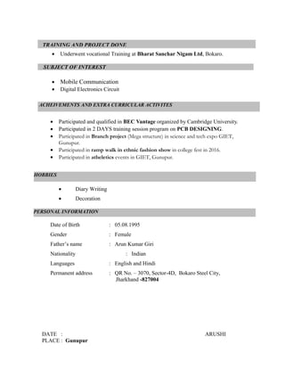 Arushi resume | PDF