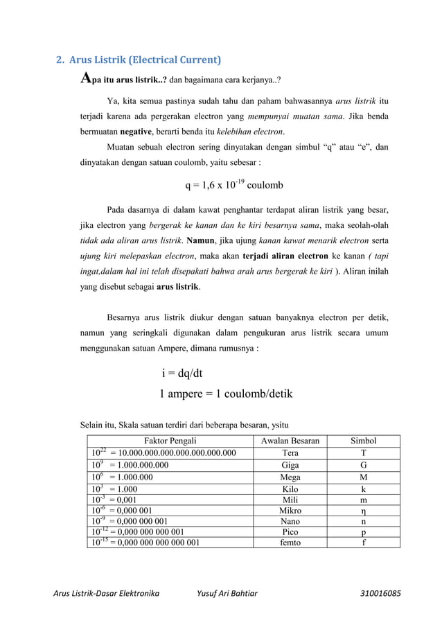 dasar arus kelistrikan | PDF