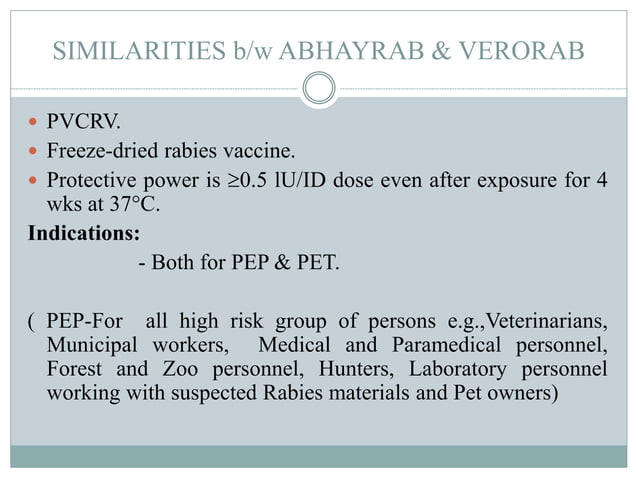 Arv abhayrab vs verorab | PPTX | Infectious Diseases | Diseases and ...