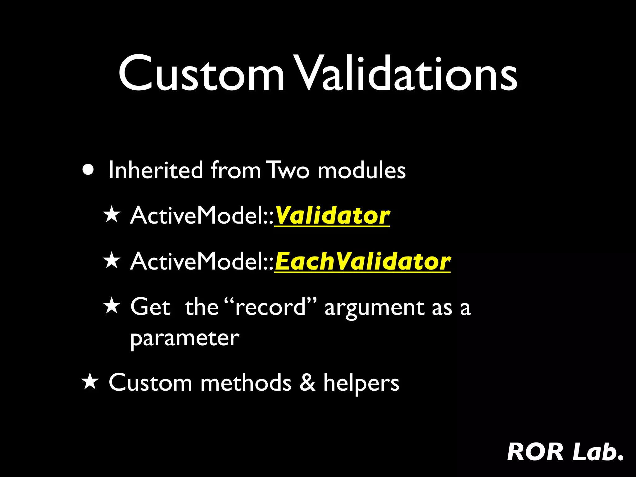 Active Record Validations, Season 1 | KEY