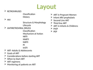 Antiretroviral Drugs & ART Guidelines Mechanisms, Regimens, and ...