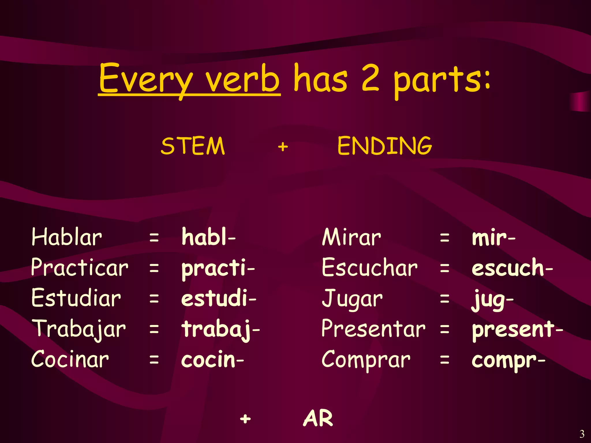 Ar verbs conjugation and practice | PPT