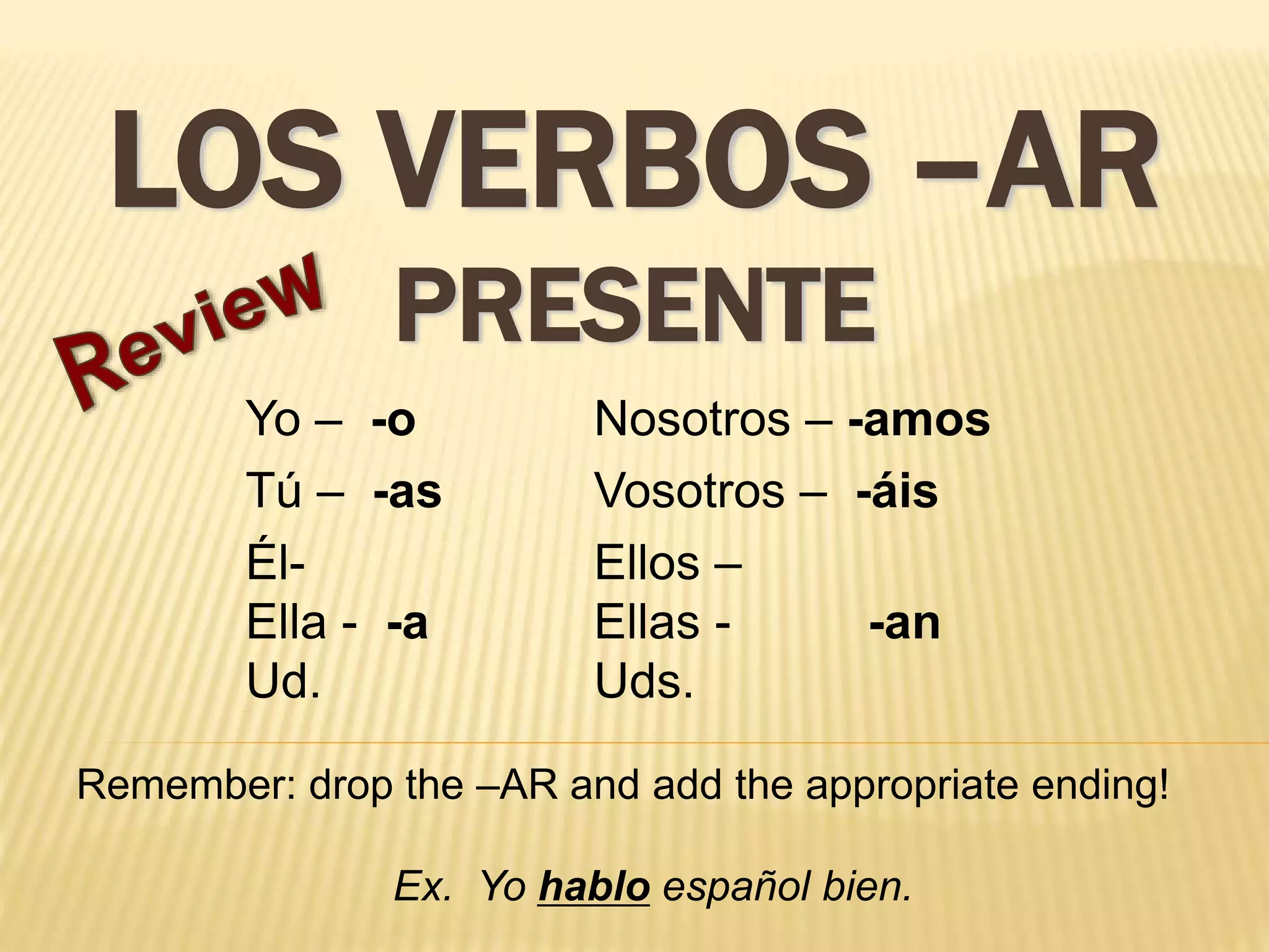 Ar verbs: past, present, & future | PPTX