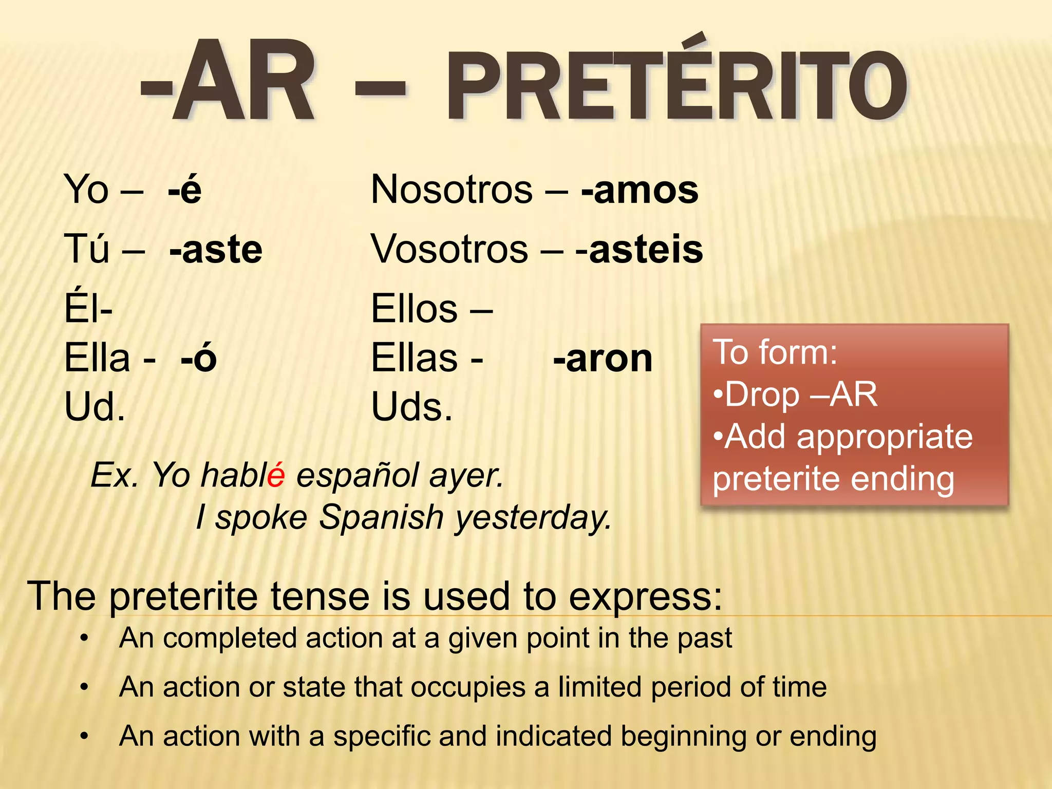 Ar verbs: past, present, & future | PPTX