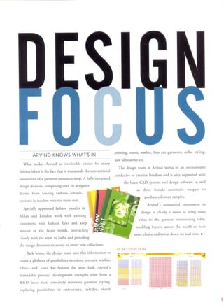 Arvind ltd garment exports division brochure | PDF