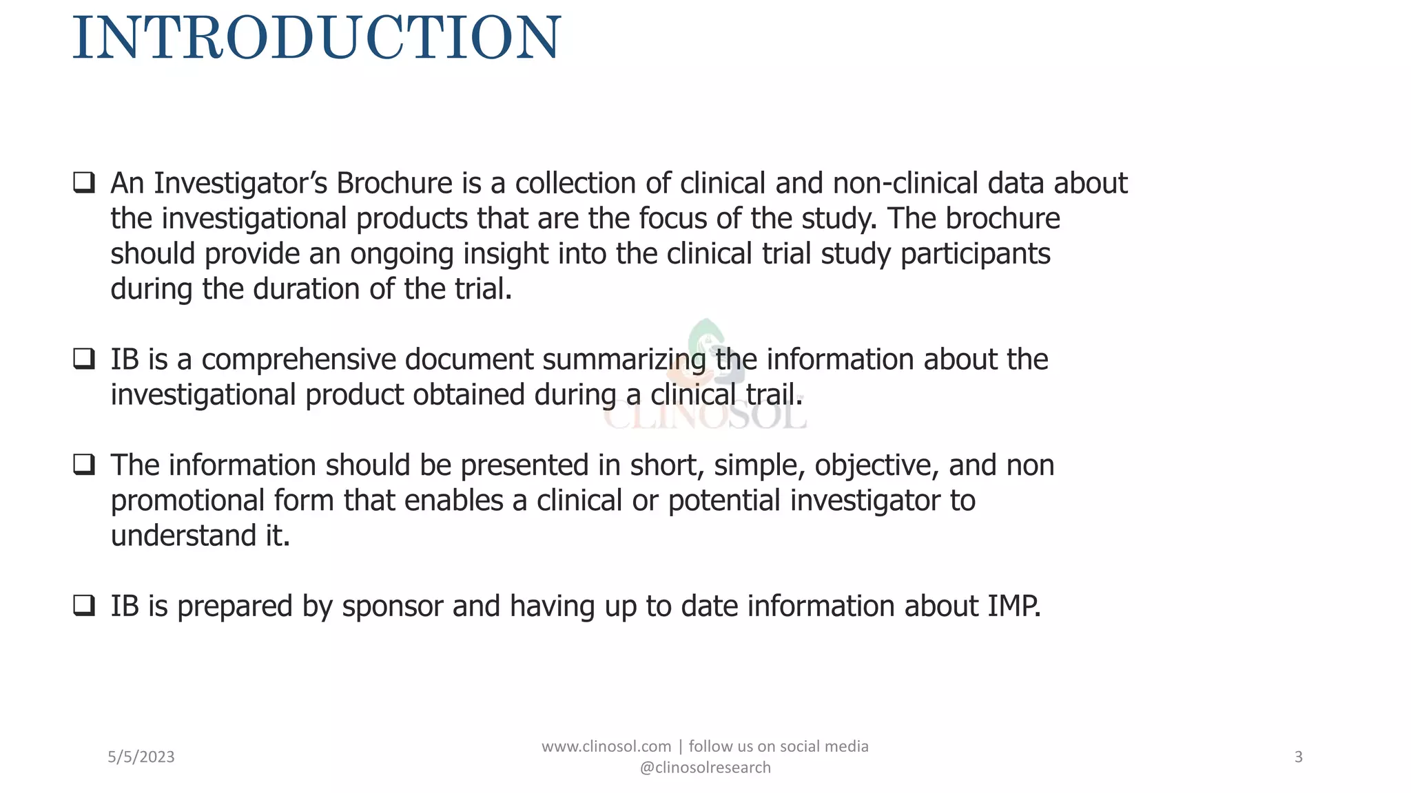 Investigator's Brochure - The Road Map for Investigators | PPTX