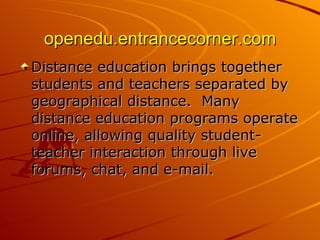 Distance Education in India | PPT | Online Education | Education