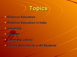 Distance Education in India | PPT | Online Education | Education