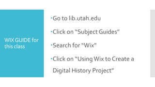 Using Wix to Create a Digital History Project | PPT