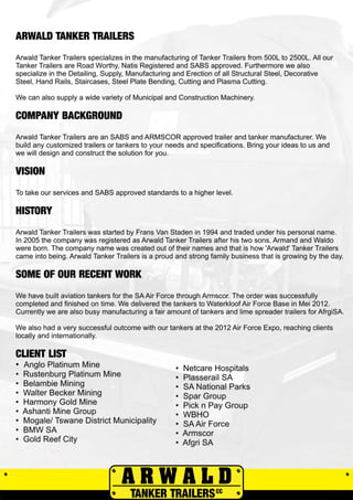 Arwald Tanker Trailers: Company Profile | PDF