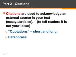 Introduction to Citations and Referencing | PPTX