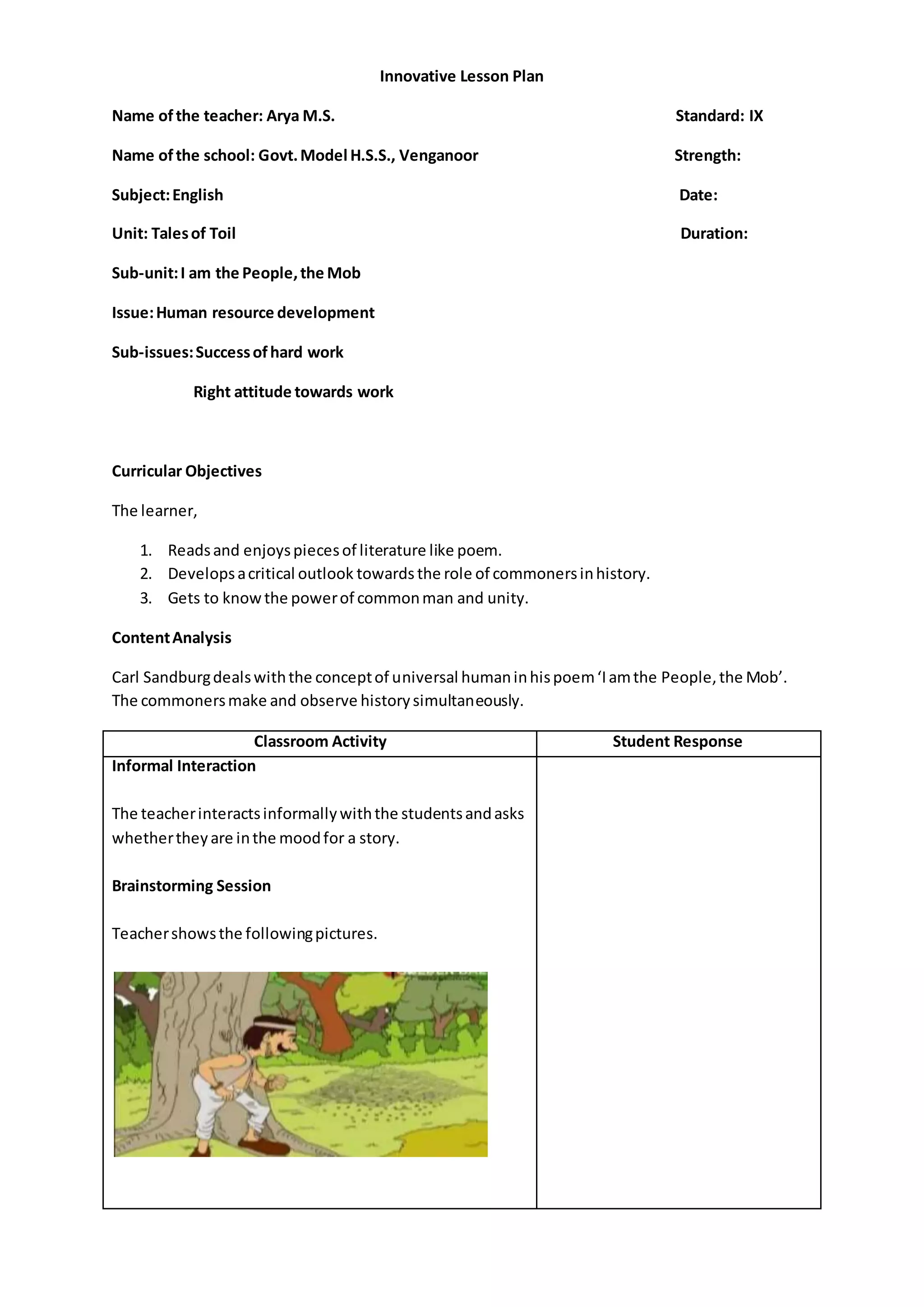 Innovative Lesson Plan : I am the People, the Mob | DOCX