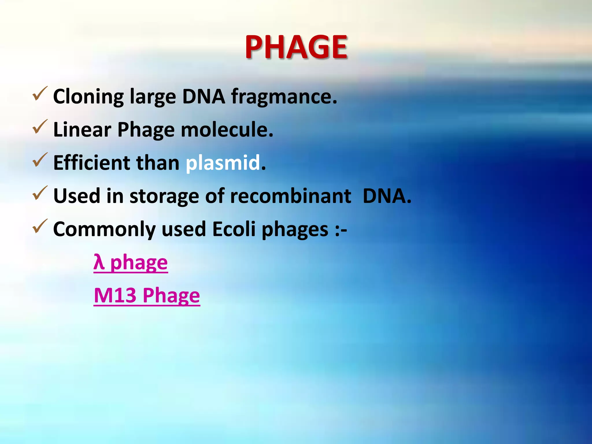 Molecular Cloning - Vectors: Types & Characteristics | PPTX