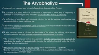 Aryabhatiya (476–550 CE). Astronomer.... | PPTX