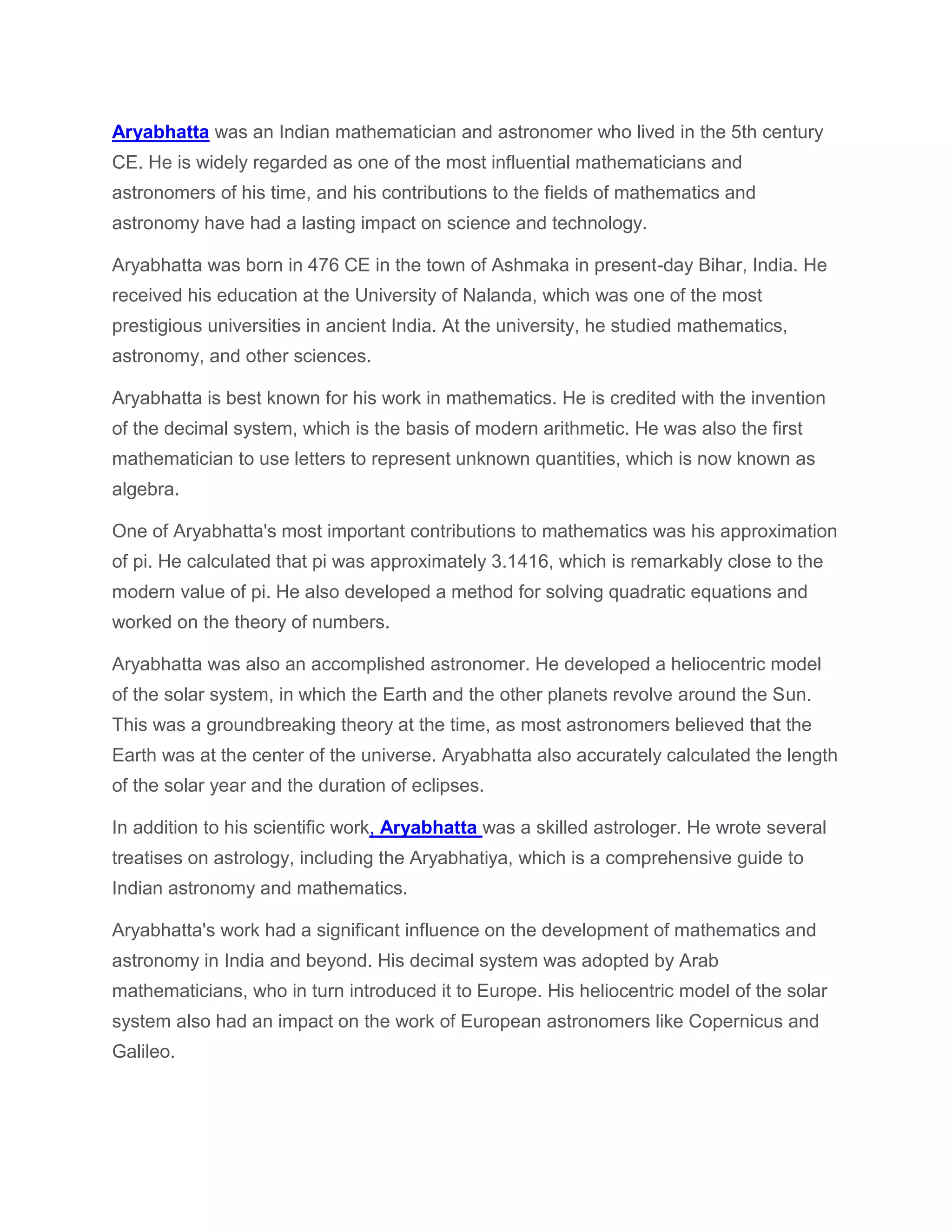 Aryabhatta The Indian Mathematician and Astronomer who Revolutionized ...