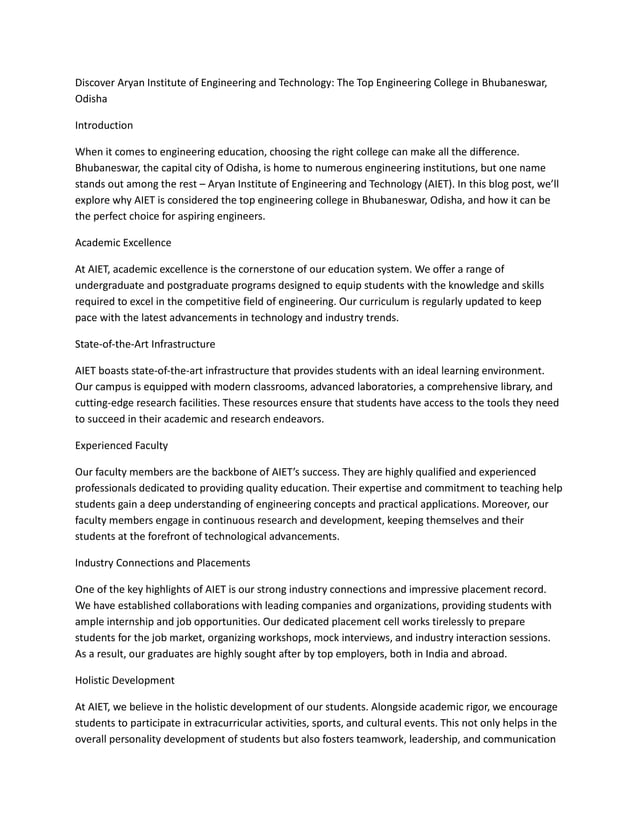 Aryan Institute of Engineering and Technology | PDF