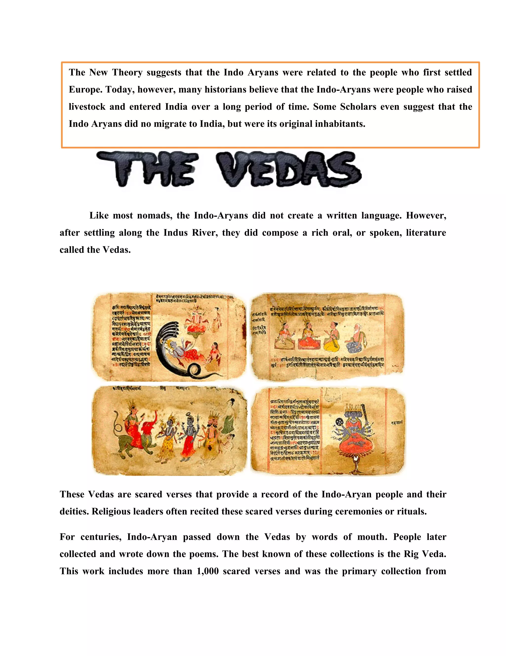SOUTH ASIAN HISTORY THE ARYANS { VEDIC AGE} | PDF