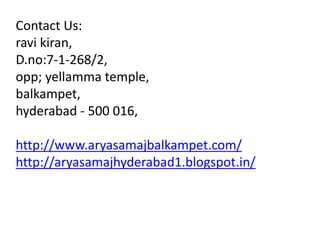 Arya samaj Dilshuk Nagar Hyderabad | PPTX