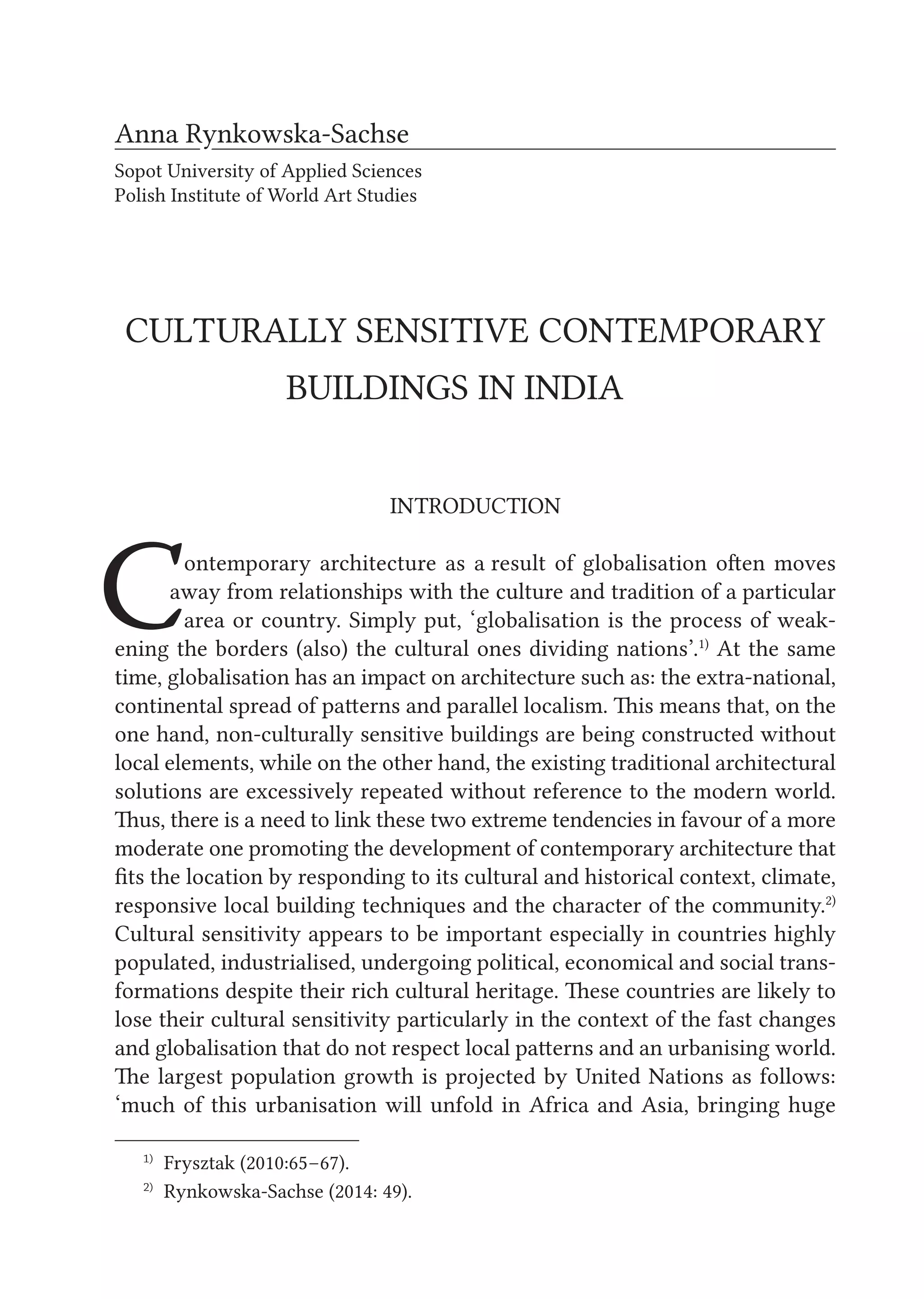 Culturally Sensitive Contemporary Buildings in India | PDF