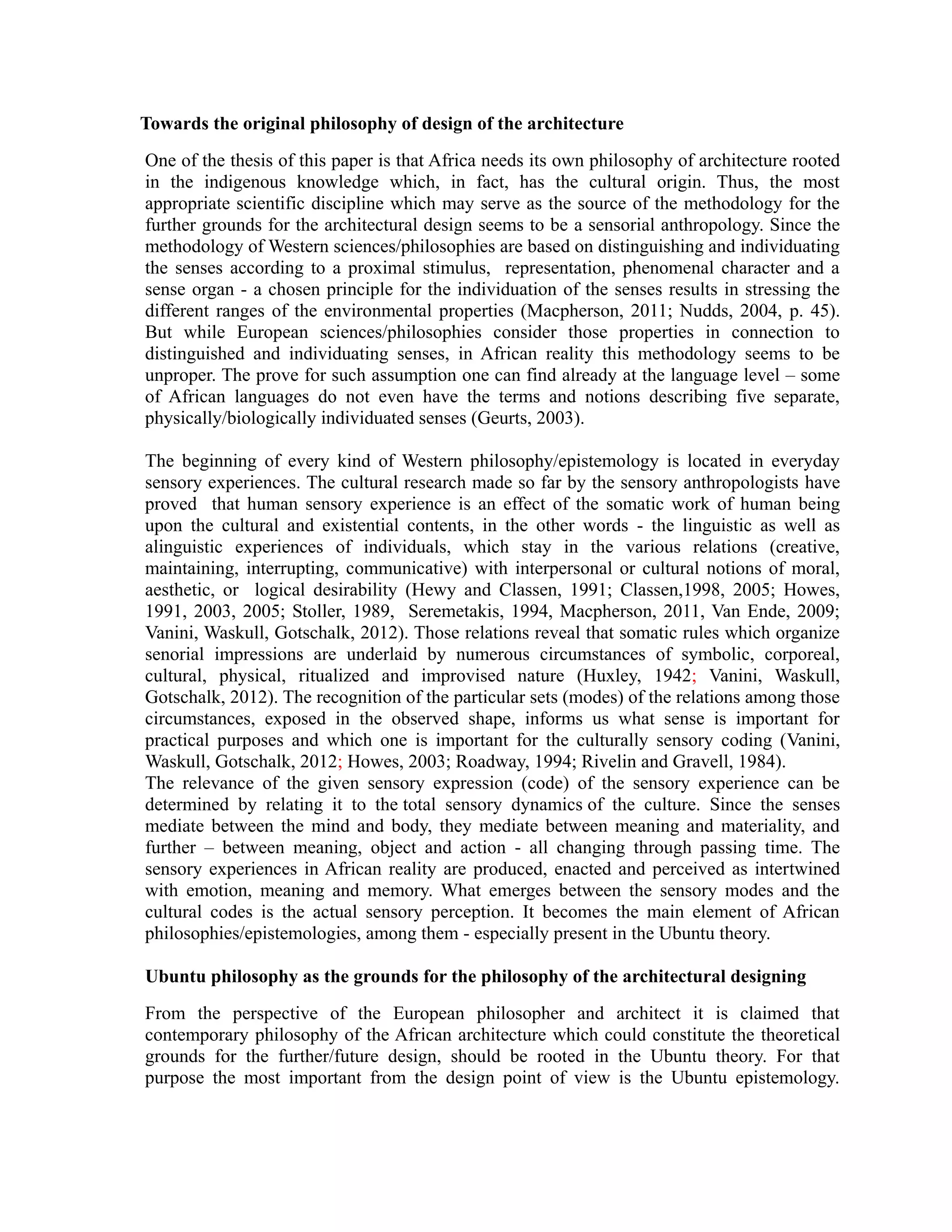 Re-discovering the African philosophy of the architecture through the ...