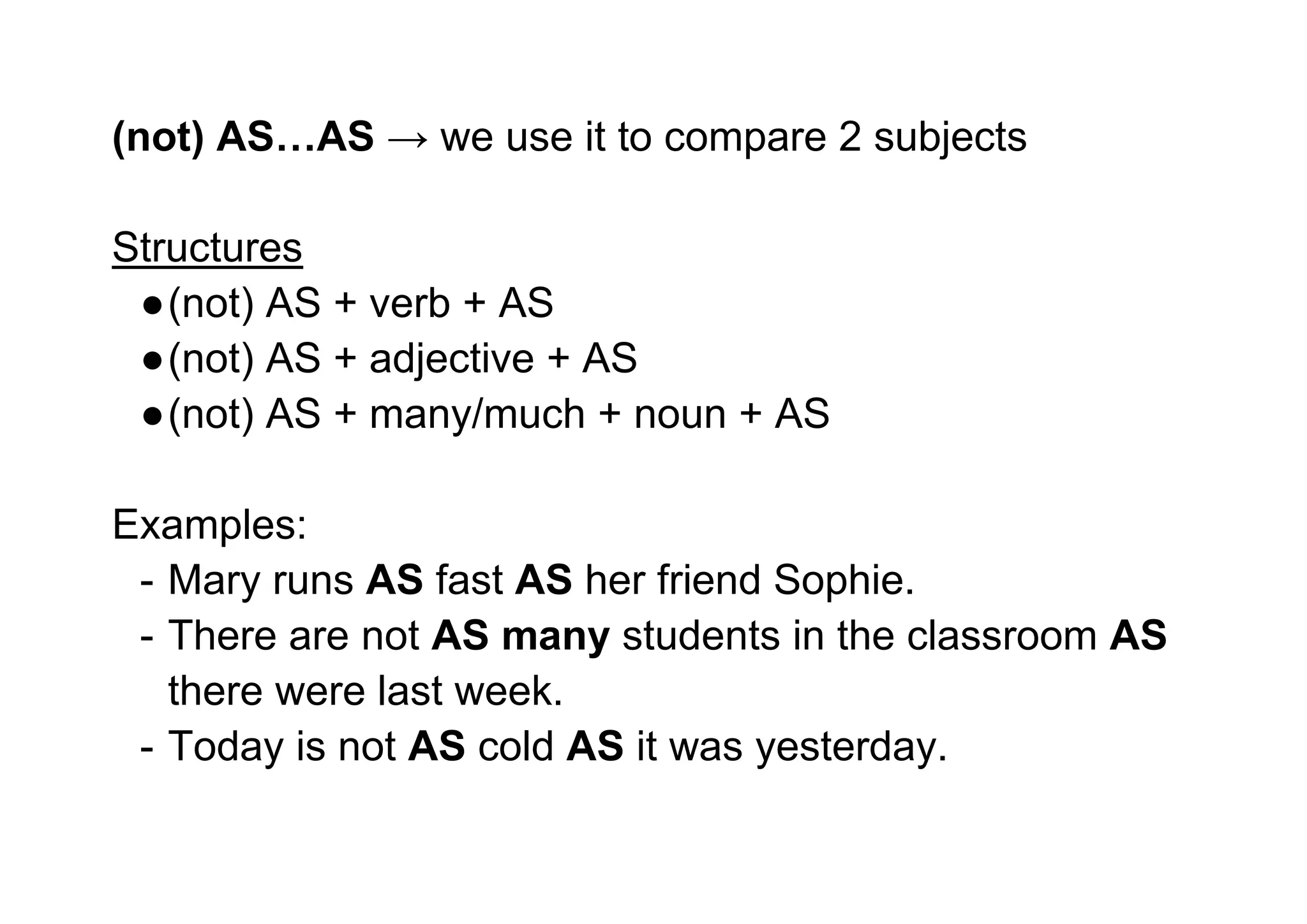 AS...AS comparative explained with examples.docx | Programming Languages | Computing