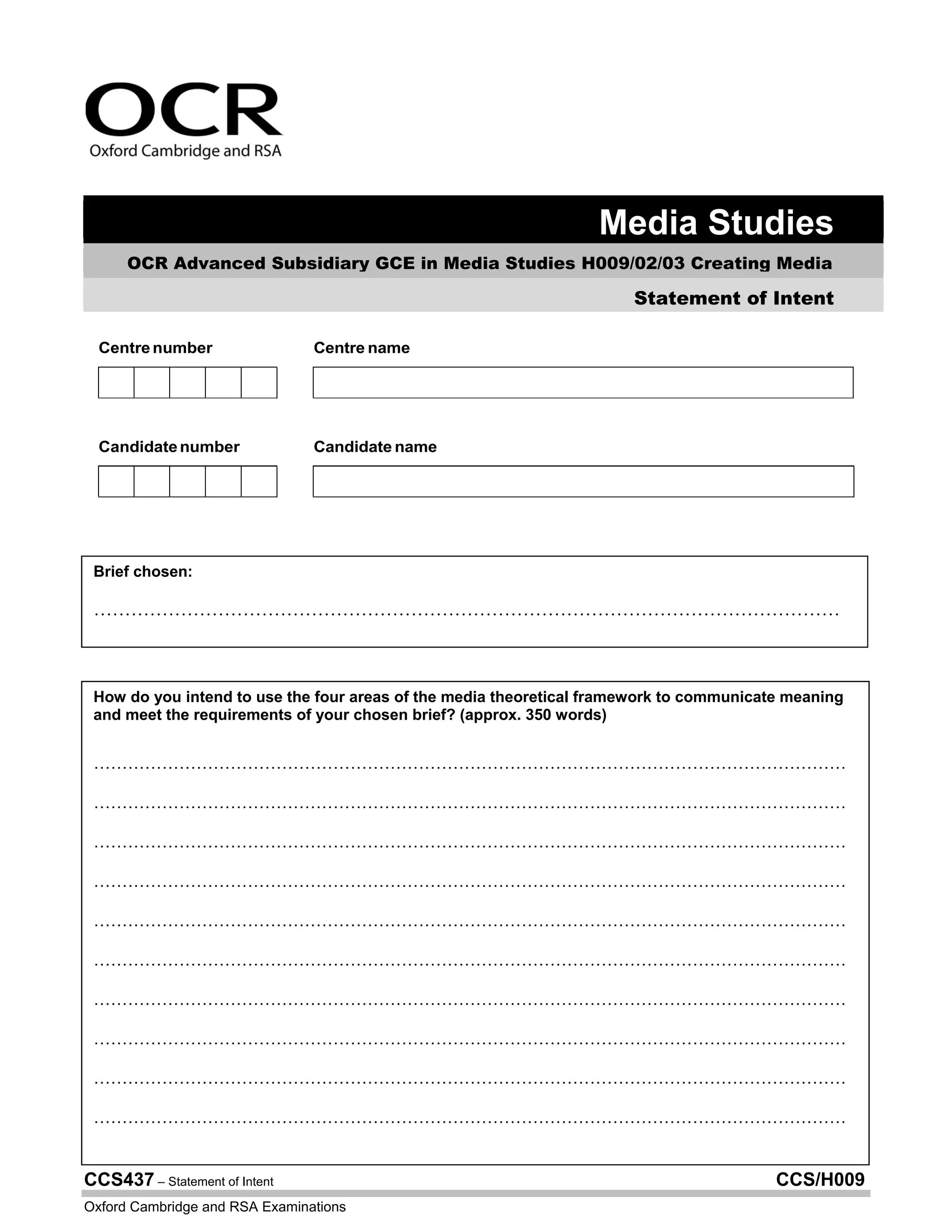 As Level media - Statement of Intent 2019 | PDF