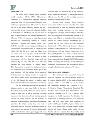 Induced ovulation and spawning of a striped snakehead murrel, Channa ...