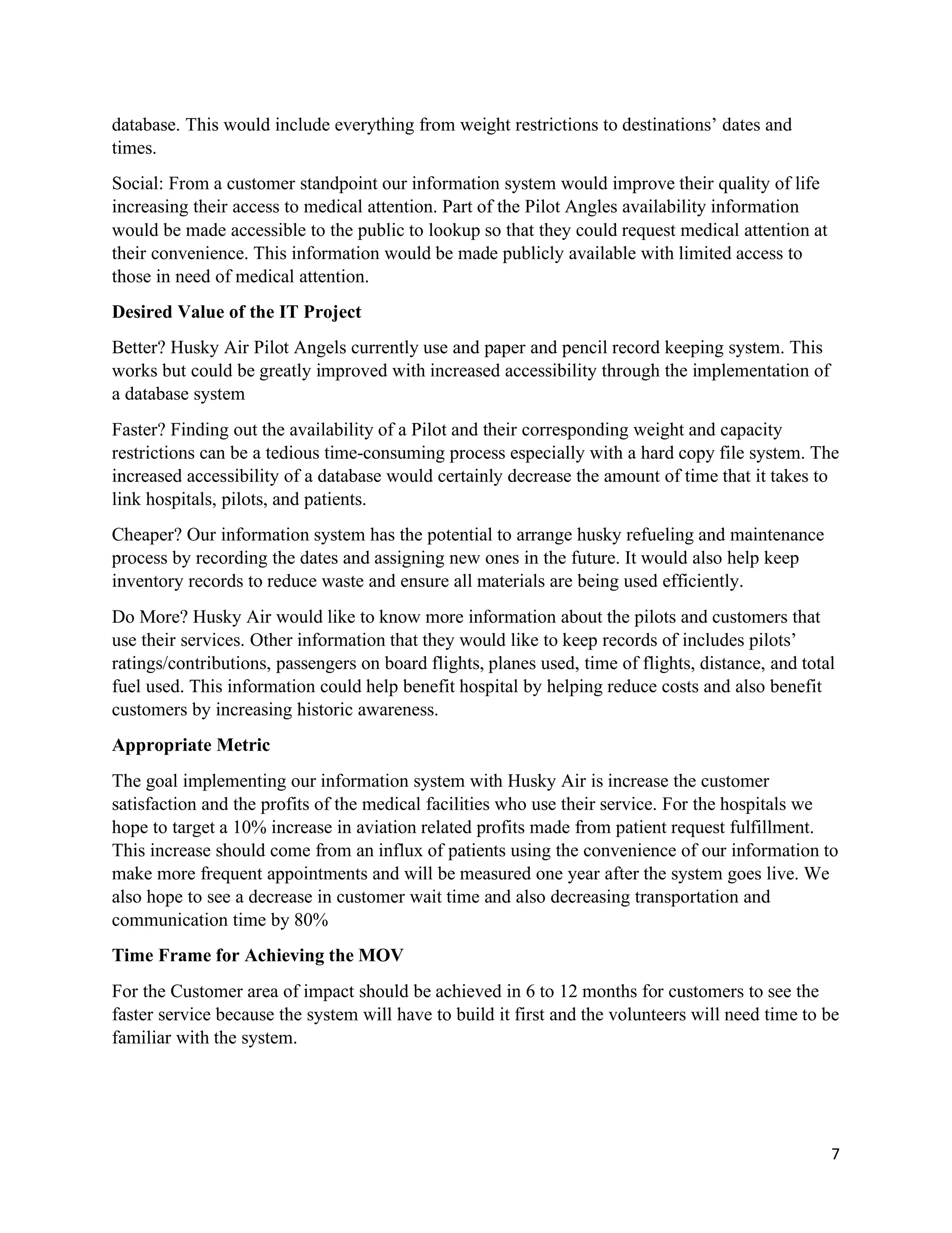 Husky Air Project Charter | PDF