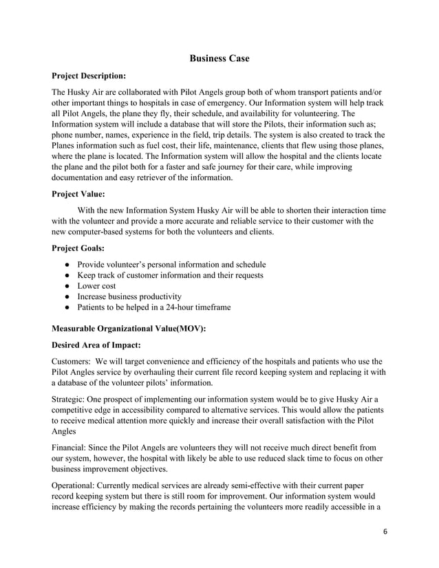 Husky Air Project Charter | PDF