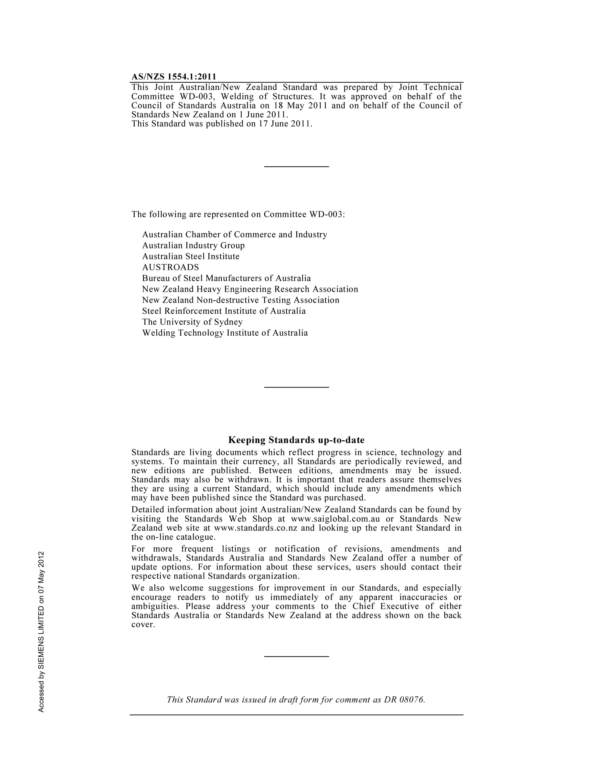 As1554.1 2011-welding steel structure | PDF