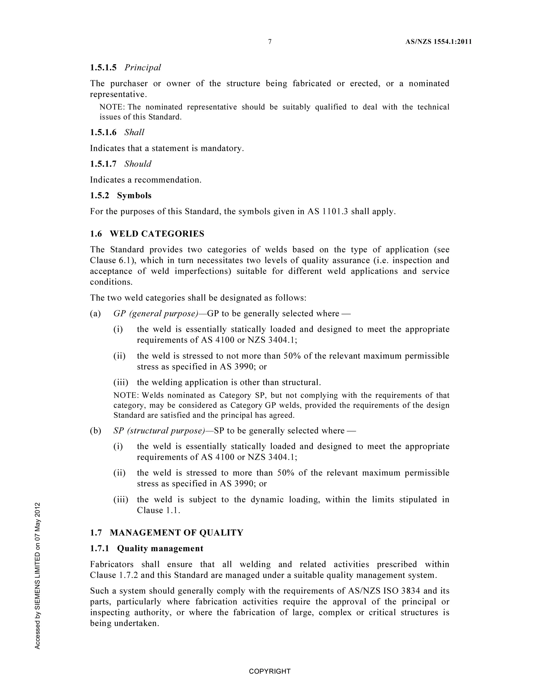 As1554.1 2011-welding steel structure | PDF