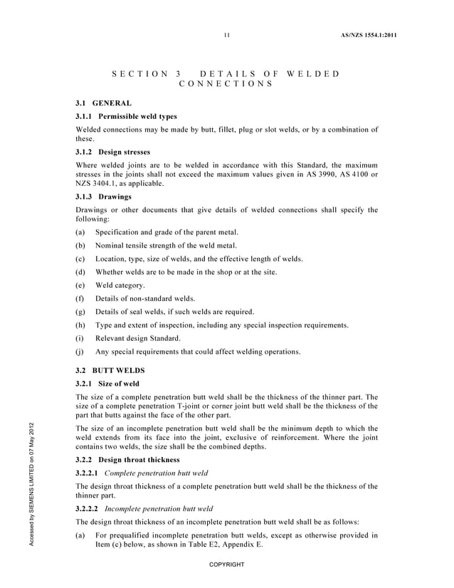 As1554.1 2011-welding steel structure | PDF