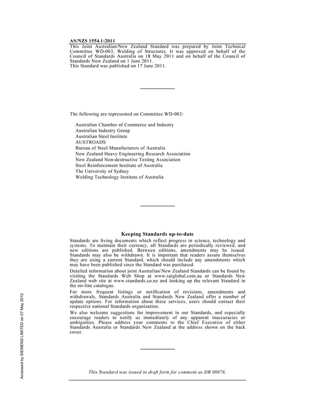 As1554.1 2011-welding steel structure | PDF
